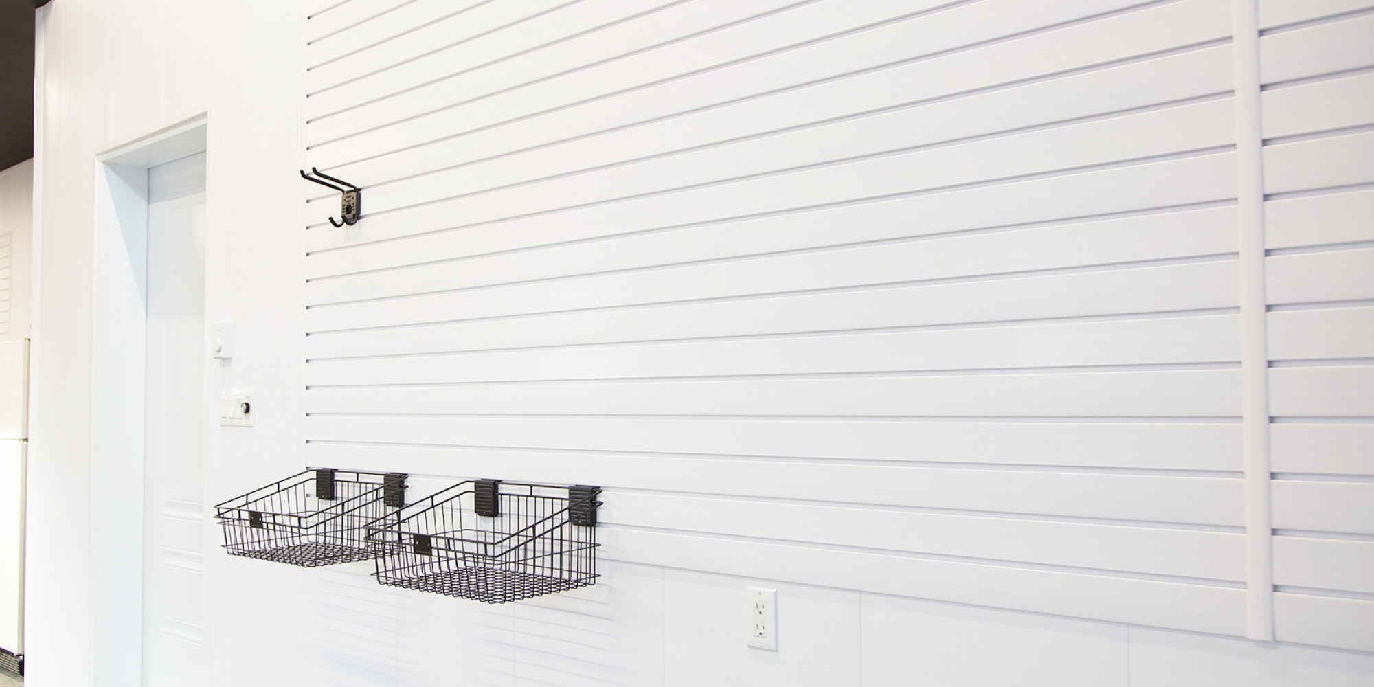 Ultra White Garage Wall Storage Panels - NEXlat PVC Wall Storage System ...